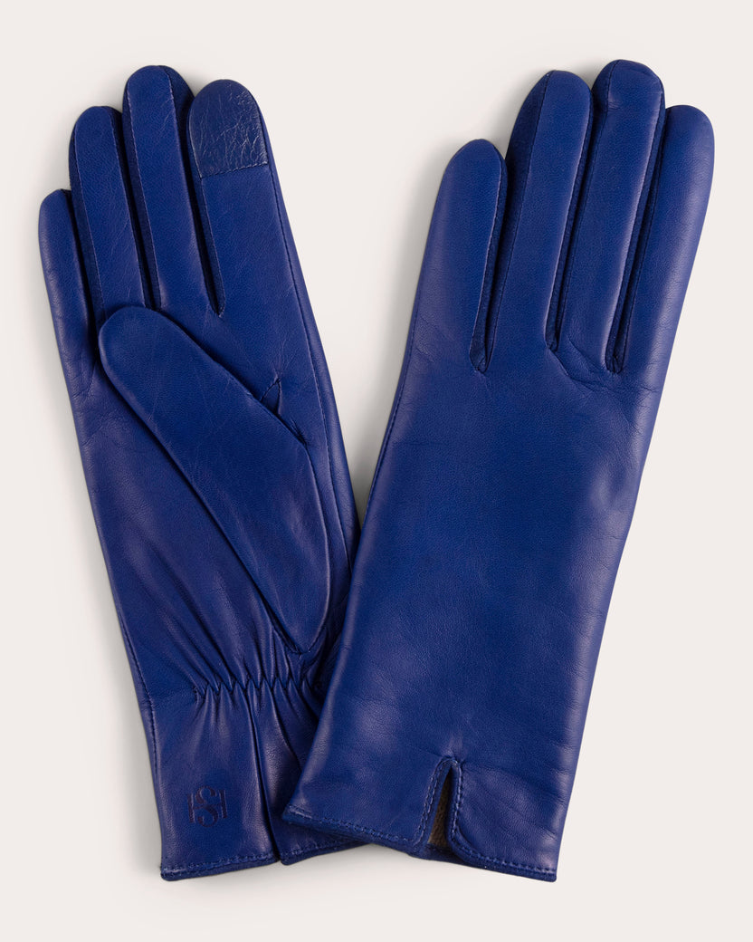 Blue Essentials Leather Gloves | Olivela