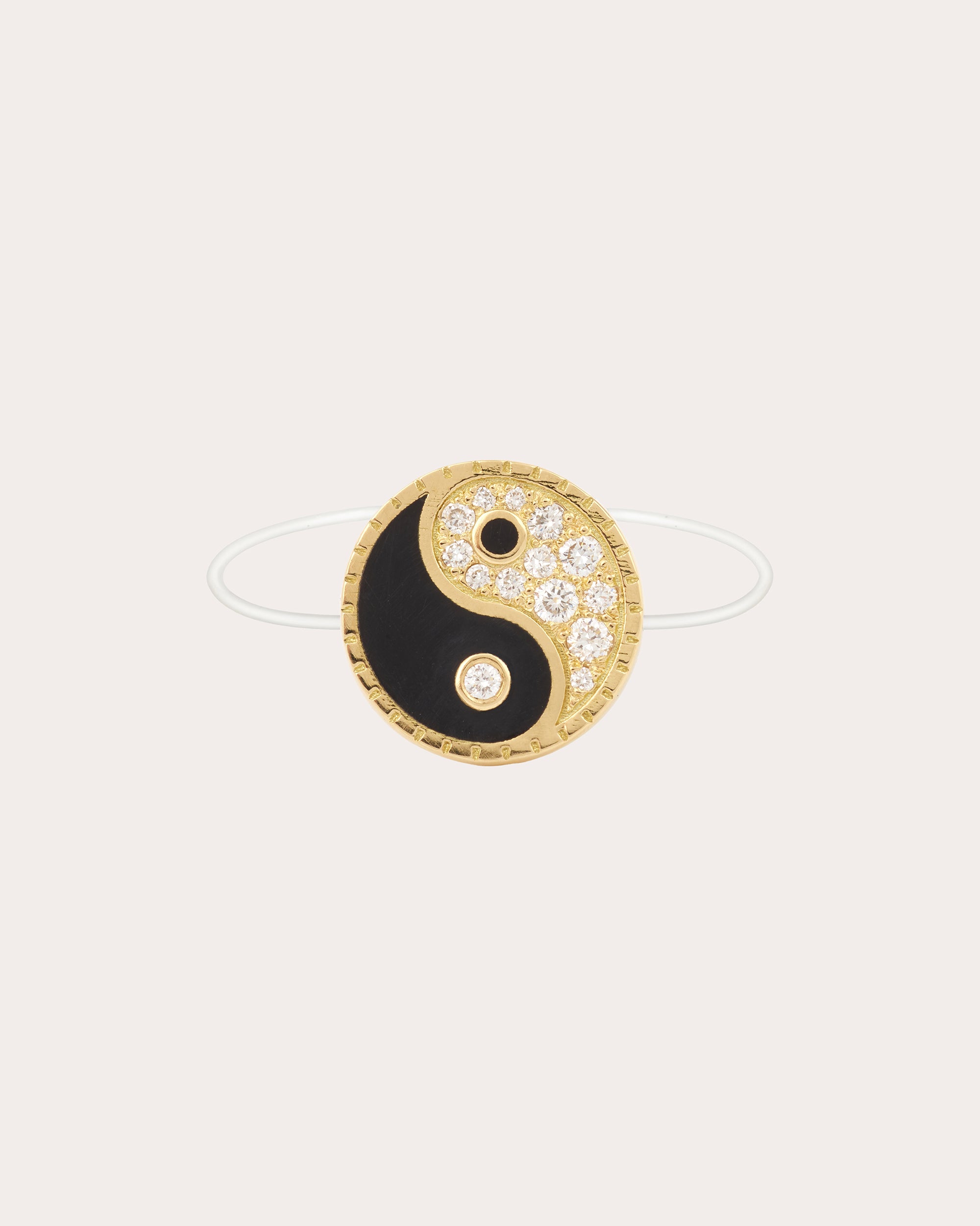 Yin Yang 18K Gold Enamel and Lab-Grown Diamond Ring | Olivela