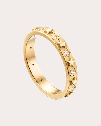 Diamond & 18k Gold Celestial Star Ring | Olivela