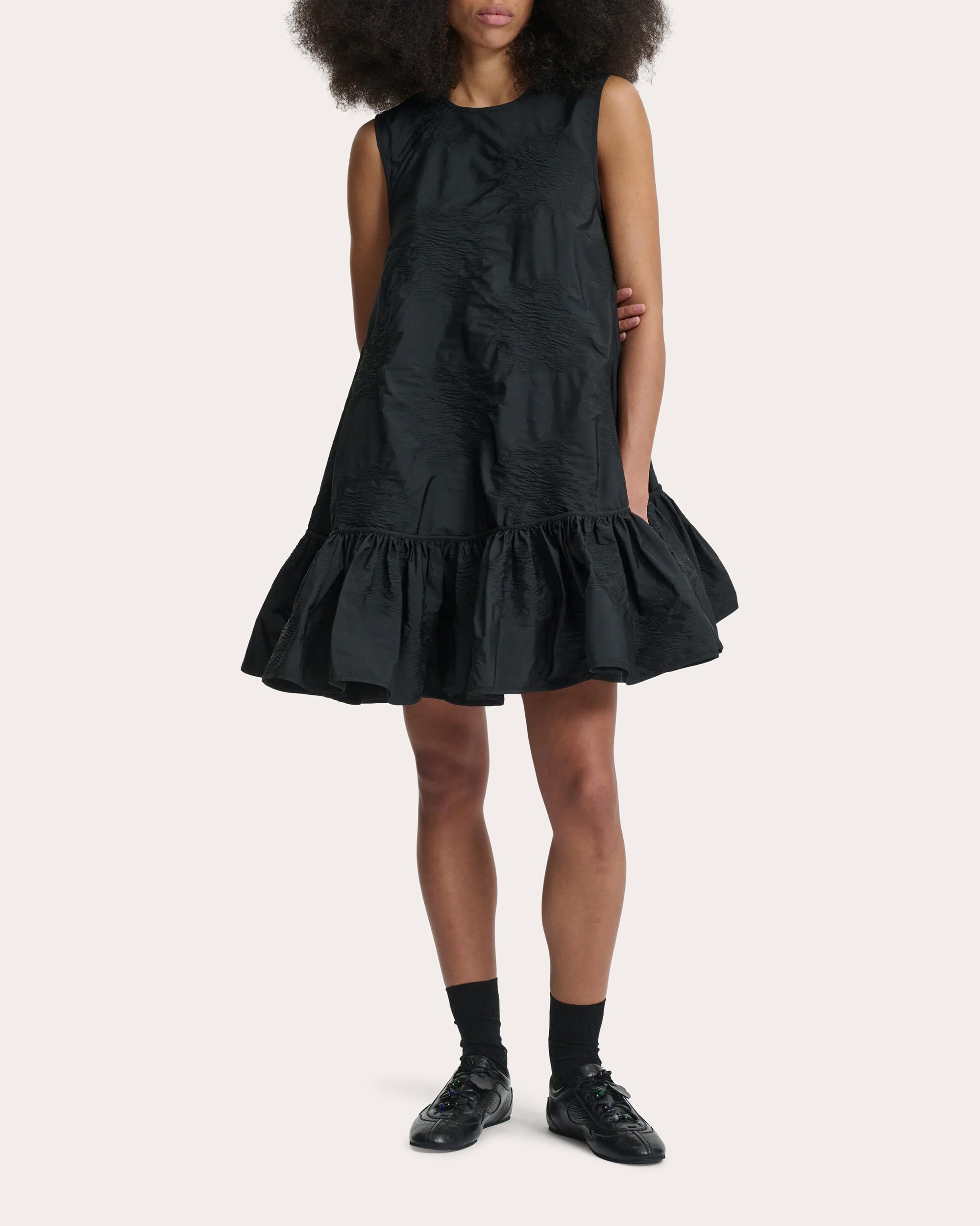 Lala Borus Jacquard Ruffle Shift Dress | Olivela