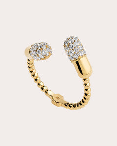 Diamond & 18k Gold Double Pill Pavé Ring | Olivela