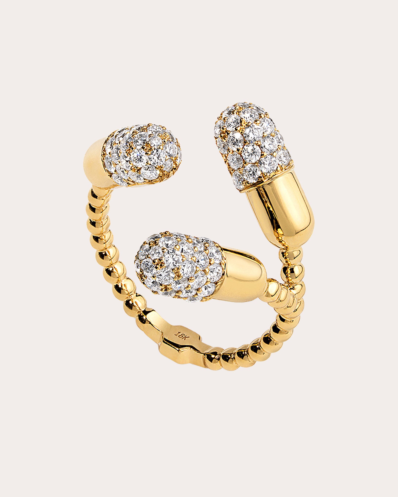 Diamond & 18k Gold Triple Pill Pavé Ring | Olivela