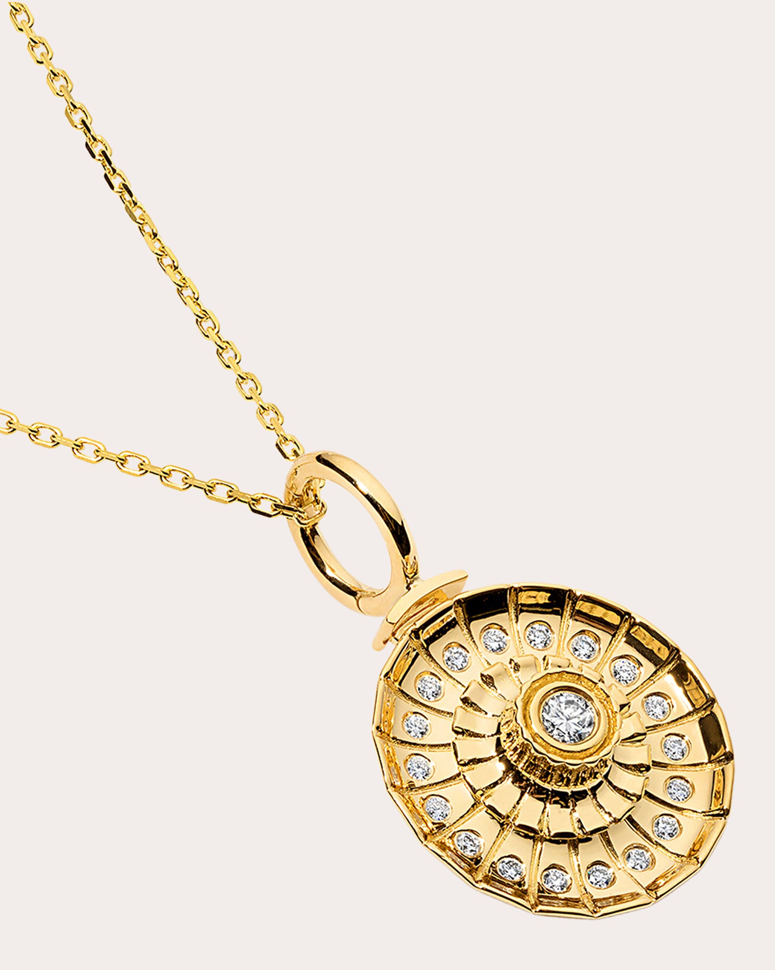 Metropolis 18K Gold Diamond Spinner Pendant Necklace | Olivela